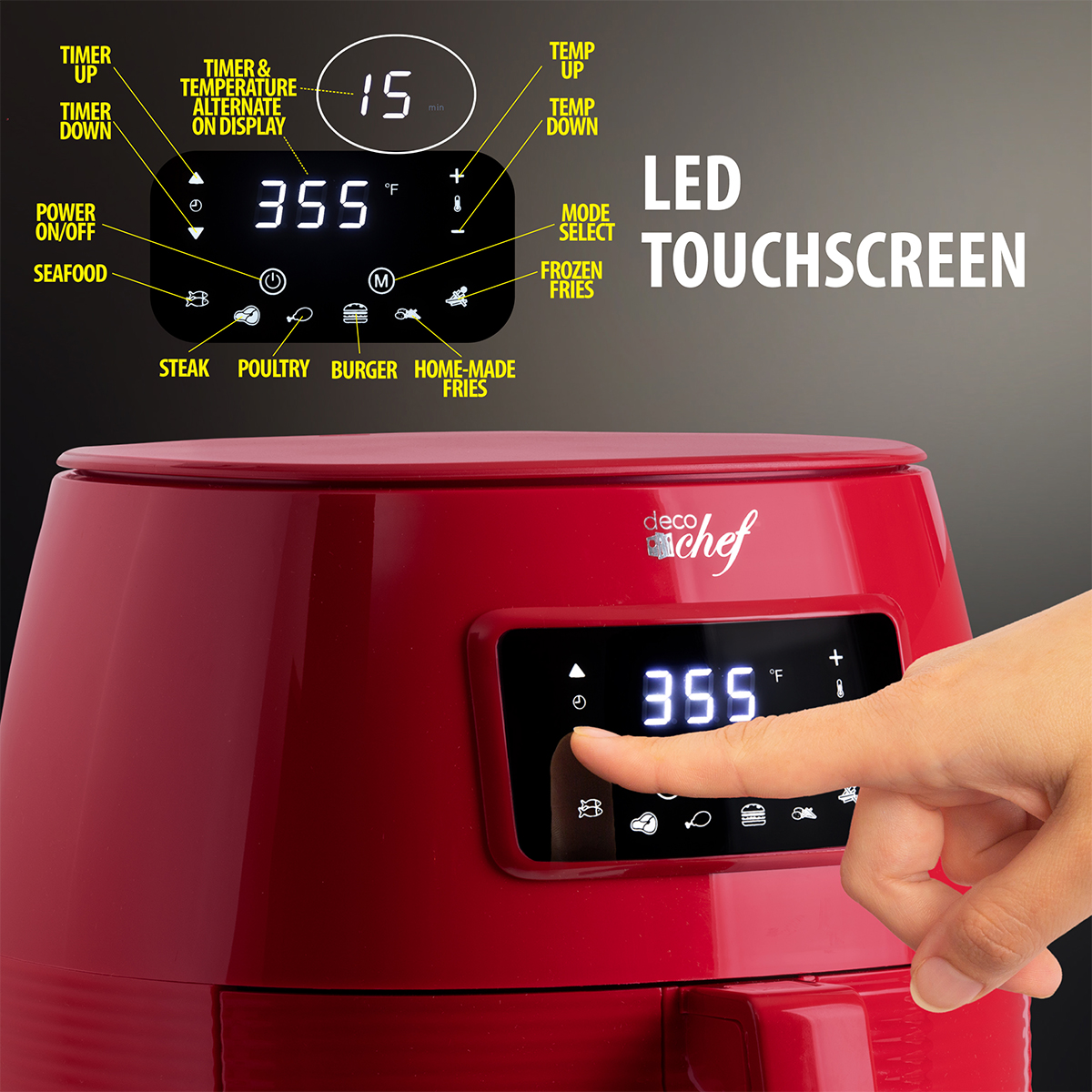 Deco Chef 5.8QT Air Fryer Digital Electric Healthy & Fast Cooking ...