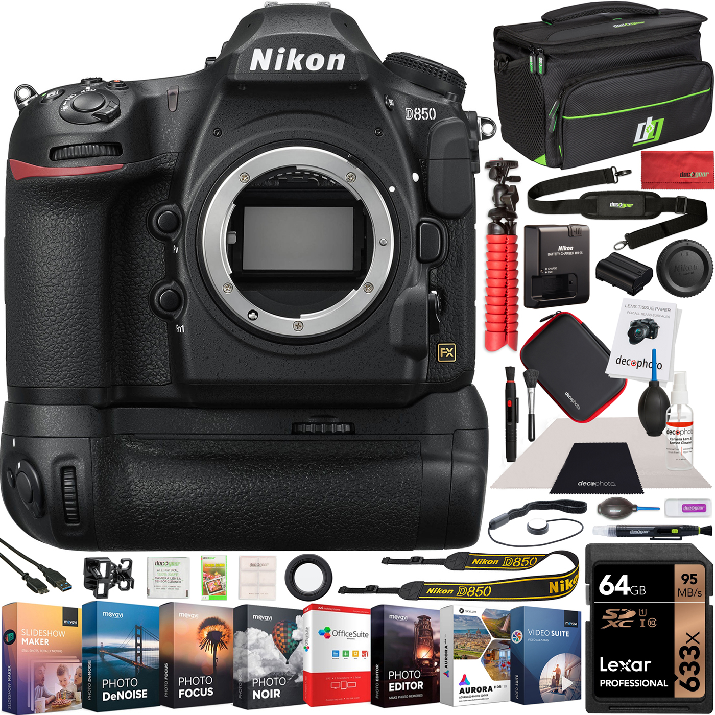Nikon D850 DSLR Camera 45.7MP 4K FX Digital SLR Body Kit Battery Grip ...